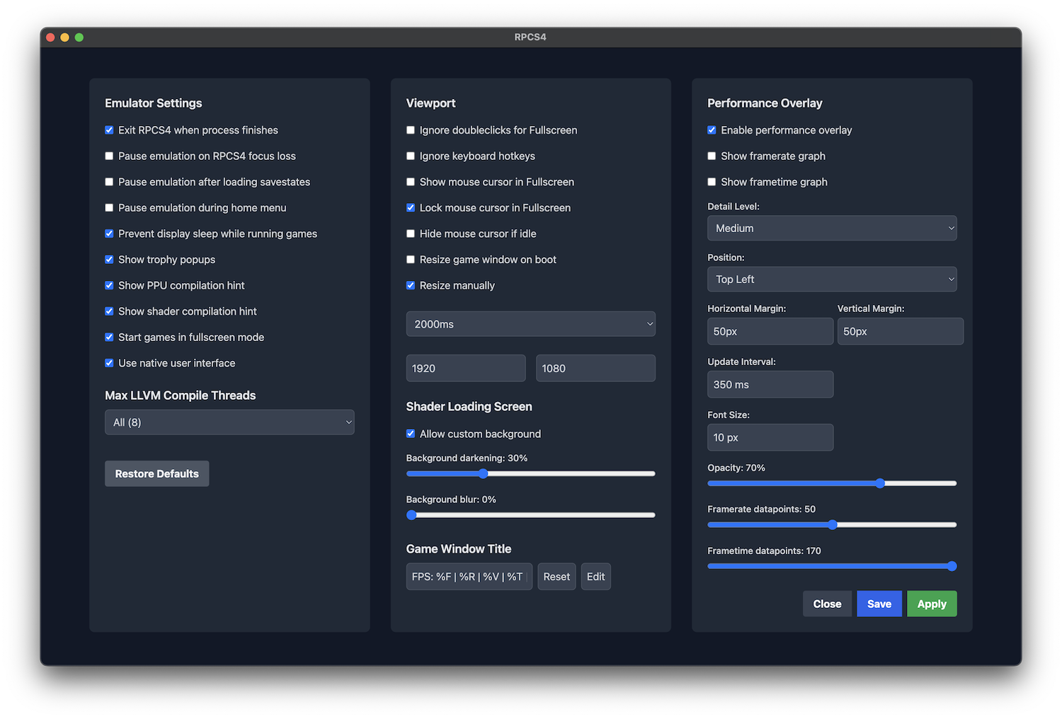 General Configuration - RPCS4